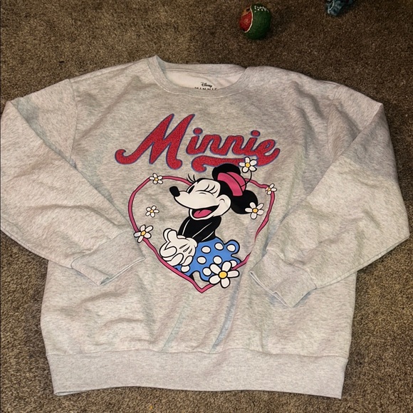 Disney | Tops | Disney Gray Minnie Mouse Sweatshirt Embroidered Minnie ...